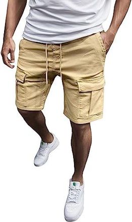 Generic Pantalon cargo pour homme, pantalon de jogging d&eacute;contract&eacute;, solide, poche mince, cordon de serrage, 2026, kaki, XXL
