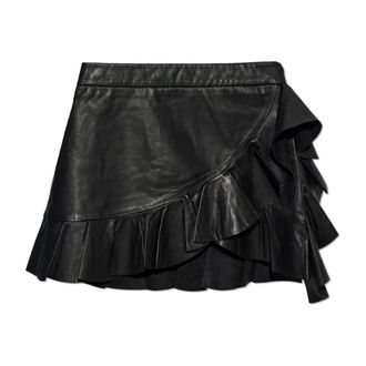 AllSaints Femme, Jupes, Noir, Taille: 40 FR Luana Jupe Courte en Cuir Asym&eacute;trique