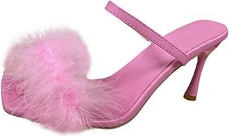 Generic Sandales en cuir pour femme - Taille fine - Sandales en peluche solide - Talon tendance - D&eacute;coration color&eacute;e - Sandales &agrave; bout ferm&eacute; pour femme - Larg