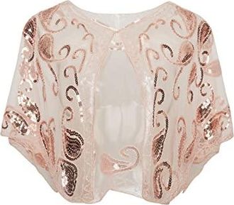 Babeyond Ch&acirc;le Vintage des Ann&eacute;es 1920s pour Femme Cape de Flapper pour Mariage Accessoires Charleston 20s Bol&eacute;ro Style Gatsby Partie &agrave; Th&egrave;me Soir&eacute;e Rose