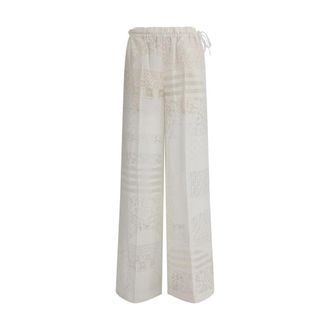 Fendi Patchwork Devo Seidenhose - - Trousers - Damen - Wei&szlig; - XS