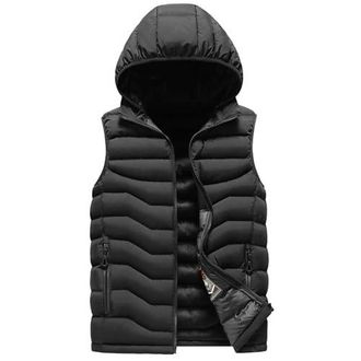 Generic Gilet de travail pour homme léger et chaud - Gilet thermique décontracté avec fermeture éclair intégrale - Capuche amovible - Veste sans manches épais