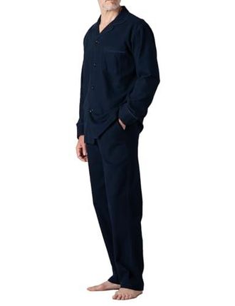 Lapasa Ensemble de Pyjama Homme Chaud & Confortable 100% Flanelle de Coton M95 Ensemble Bleu Marine, XXL