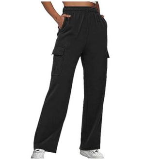 Generic Chaud Fourr&eacute; Pantalon Large Jogging Femme Cordon Taille Elastique Cargo Poches Hiver Ample Survetement Pantalons de Sport Detente Sweatpants n30