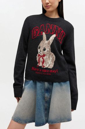 Ganni Pull en laine graphique Multicolore - Pour Femme