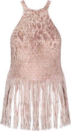 Blumarine Femme, Tops, Rose, Taille: 38 FR Débardeur en Maille Filet