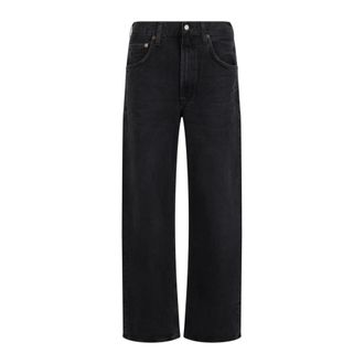 A Gold E Schwarze Low Curve Jeans mit weitem Bein - - Jeans - Damen - Schwarzk - W28