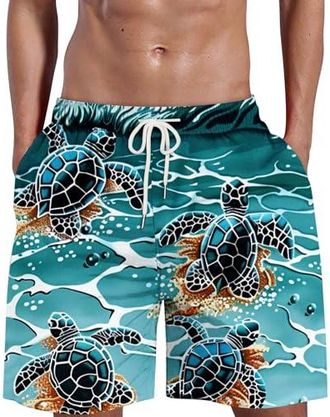 Generic Short de bain d&eacute;t&eacute; pour homme - Imprim&eacute; num&eacute;rique - Taille &eacute;lastique - Style d&eacute;contract&eacute; - Tendance - Pour les vacances, noir fonc&eacute;, 4XL