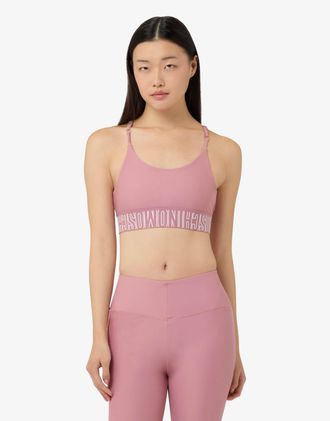 Moschino Top sportif court en tissu technique - Rose