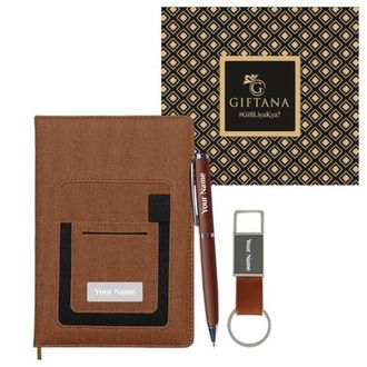 Generic Journal personnalis&eacute; avec stylo et porte-cl&eacute;s pour homme et femme, 3 en 1 avec couverture en jute personnalis&eacute;e, cuir PU, cadeau pour mari, cadeau dan