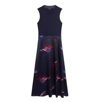 Ted Baker Marlyee Jersey-top Mit Hohem Kragen, Marineblau Bedrucktes Kleid