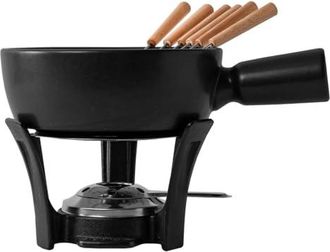 Boska Boska Set &agrave; Fondue Nero/Caquelon de fondue avec 6 fourchettes/Support en fonte/Caquelon lavable au lave-vaisselle/Noir / 1 L