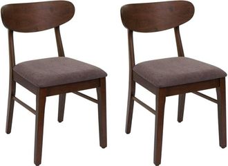 Hhg Neuwertig] 2er-Set Esszimmerstuhl HHG 698, Küchenstuhl Stuhl, Stoff/Textil Massiv-Holz dunkles Gestell, taupe