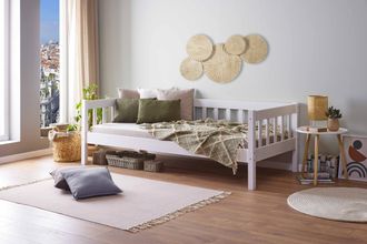 Inter Link SAS Sofabett - Tagesbett - G&auml;stebett - Bett aus massiver Kiefer - 90 x 200cm - Schlafsofa - Inklusive Lattenrost - Wei&szlig; lackiert - Sintro