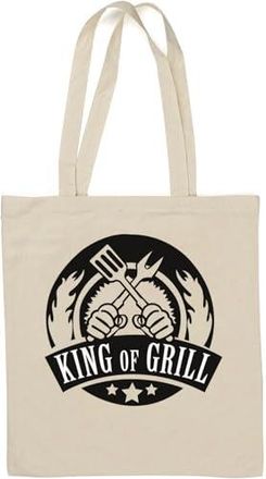 Generic Barbeque King Of The Grill Sac fourre-tout humoristique en coton naturel Blanc