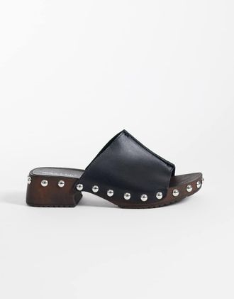 Asos Franco - Hochwertige Mules-Sandalen im Clogs-Stil aus Leder in Schwarz