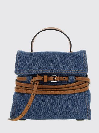 Moschino Mini sac &agrave; main Tie Me en denim avec bandouli&egrave;re