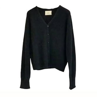 Generic Cardigan en laine &agrave; col en V pour femme - Pull chaud en peluche - Pour printemps et hiver - 100 % laine m&eacute;rinos, Noir/blanc, XL