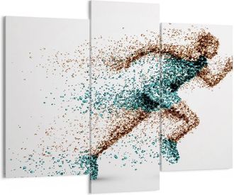 Arttor Bilder auf Leinwand 130x100cm Leinwandbild Athlet sprinter sport l&auml;ufer Gro&szlig; Wanddeko Bild Schlafzimmer Set 3 teilige Wandbilder Dekoration Wohnzimmer