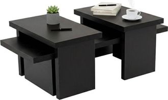 Dmora Wohnzimmertisch Prepotto, Niedriger Wohnzimmertisch, Kaffeeregal, Couchtisch f&uuml;r Sofa, 110x45 h42 cm, Schwarz - Dmora