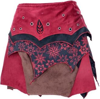 Guru Shop Guru-Boutique, Jupe Portefeuille des Elfes, Mini Jupe Goa, Cacheur, Rouge Bordeaux, Ducoton, Size:L/XL (44), Jupes/courts