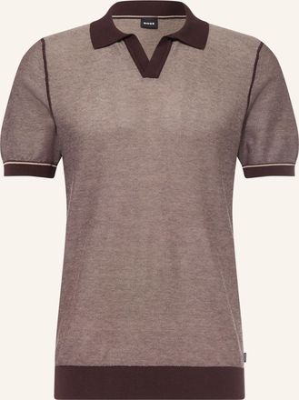 HUGO BOSS Strick-Poloshirt Narciso braun