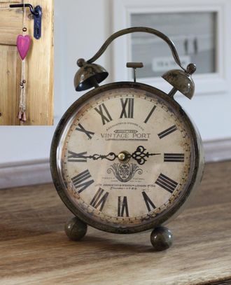 Boltze condecoro Nostalgie Uhr Wecker Vintage Port Shabby Landhaus Standuhr braun