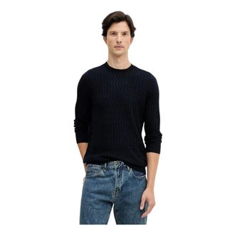 A|X Armani Exchange Pull &agrave; texture ondul&eacute;e - Homme - Pulls - Bleu - Taille: 2XL