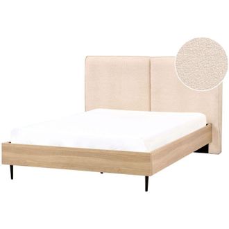Beliani Beliani - Lit Double avec T&ecirc;te Rembourr&eacute;e 140 x 200 cm en Boucl&eacute; Beige Izernore