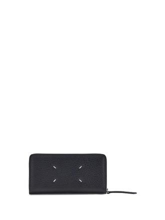 Maison Margiela Womens Embossed Leather Wallet Black Calf & Purses