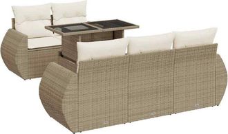 vidaXL Vidaxl - Salon de jardin avec coussins 6 pcs beige résine tressée