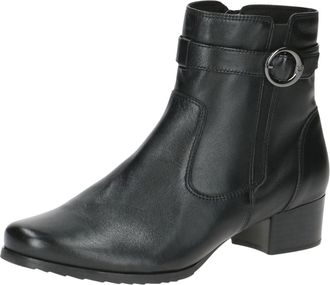 Caprice Comfort Damen Stiefeletten mit Absatz aus Leder mit Reißverschluss, Schwarz (Black Nappa), 37.5 EU