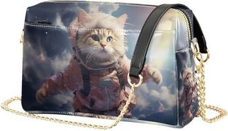 Mnsruu Sacs à bandoulière pour femme, sac à main en cuir motif astronaute chat