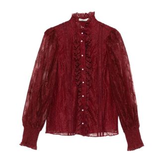 Alice & Olivia Femme, Blouses et Chemises, Rouge, Taille: 38 FR Blouse en dentelle &agrave; volants Eugenia