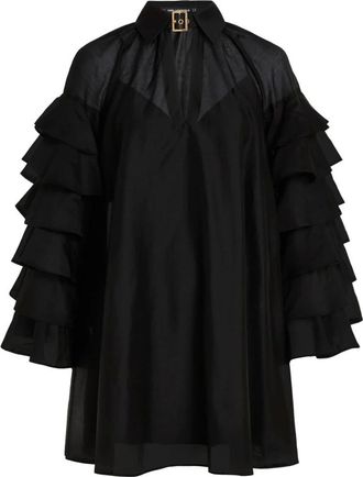 Karl Lagerfeld Femme, Robes, Noir, Taille: 42 FR Robe &agrave; manches &agrave; volants
