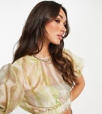 AllSaints x ASOS - Exclusivit&eacute; - Astra - Blouse courte densemble - Citron vert