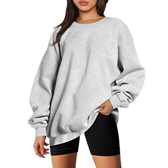 Generic 2026 Nouveaux Femmes Automne et Hiver Haut Ample Couleur unie Manches &Eacute;paule Sans Capuche Pull Sweatshirt Pull, gris, XXL