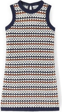 Motivi Femme, Robes, Bleu, Taille: 42 FR Robe trap&egrave;ze en maille crochet&eacute;e