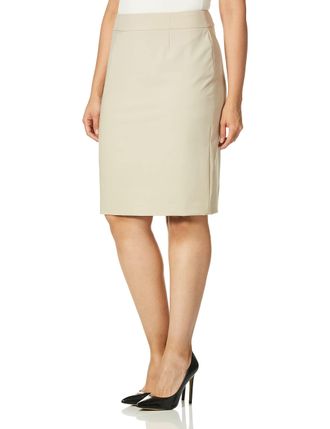 Calvin Klein Damen Straight Lux Suit Skirt (Regular and Plus Size) Rock, Khaki, 36