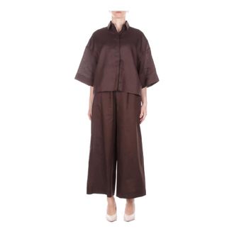 Max Mara Femme, Blouses et Chemises, Brun, Taille: 38 FR Mmlcanneti Pantalons