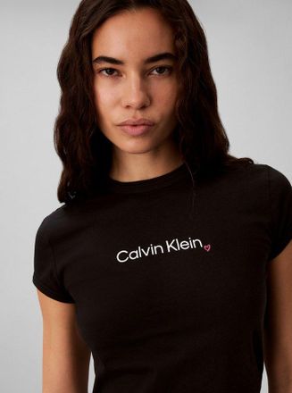 Calvin Klein Jeans T-Shirt SLIM FIT HEART LOGO TEE Slim fit, Logoschriftzug
