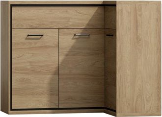 Furnix Kommode MEDIOLANE M-15 in L-Form Eckkommode mit 3 T&uuml;ren Natural Hikora