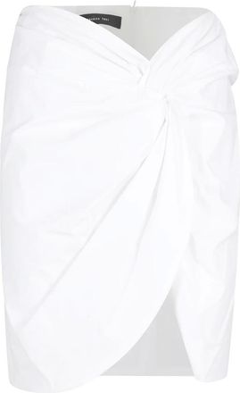 Federica Tosi Femme, Jupes, Blanc, Taille: 36 FR Gonna corta in popeline nodo