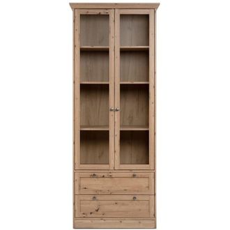 Calicosy Calicosy - Vitrine 2 portes 2 tiroirs 80x45x200 cm d&eacute;cor ch&ecirc;ne - timby