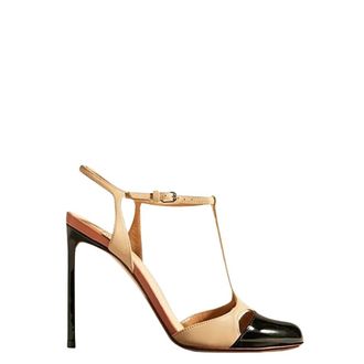 Francesco Russo Bicolor T-Riemen Lederpumps - - Shoes - Damen - Beige - 35 EU