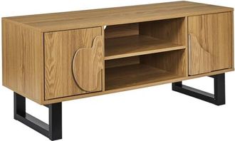The Home Deco Factory HD0434, Moderner TV-Schrank mit optimierter Aufbewahrung, Elegantes und pflegeleichtes Design, kompatibel mit Allen Fernsehern, braun schwarz, 110x48x