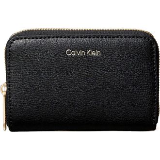 Calvin Klein Foil Logo Medium Zip Around - - Accessories - Damen - Schwarzk - ONE SIZE