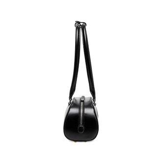 Diesel Embossed Logo Calf Leather Shoulder Bag - Black