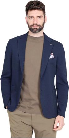 Bob Homme, Vestes, Bleu, Taille: 2XL Giubbotto monopetto slim revers a lancia e tasche laterali