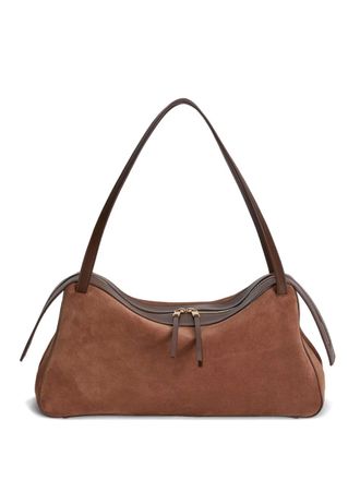 Jil Sander Dune Schultertasche mit gepr&auml;gtem Saum - Braun